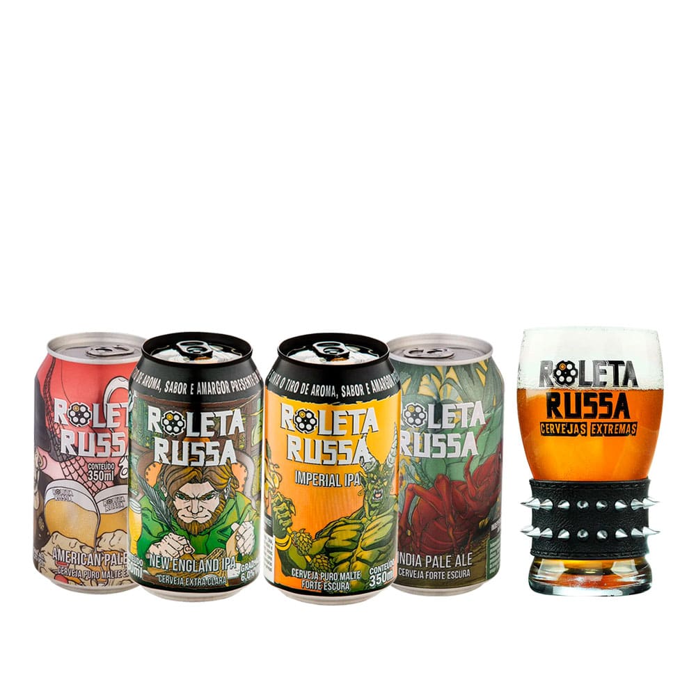 Kit 4 cervejas Roleta Russa 350ml + copo - cervejabox