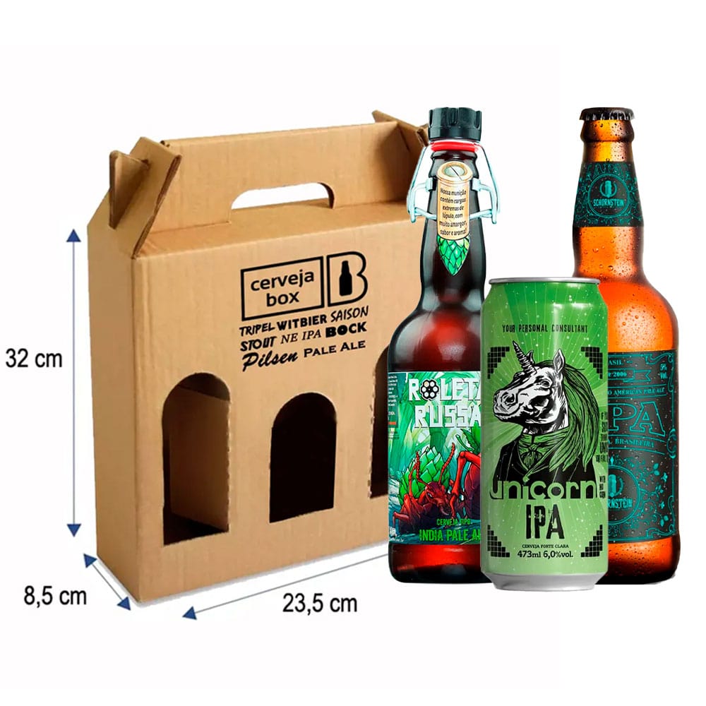 Kit 3 Cervejas Ipa/Apa + Caixa Presenteável - cervejabox
